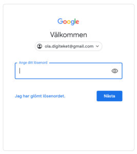 Logga in, logga ut och byta mellan konto – Digiteket